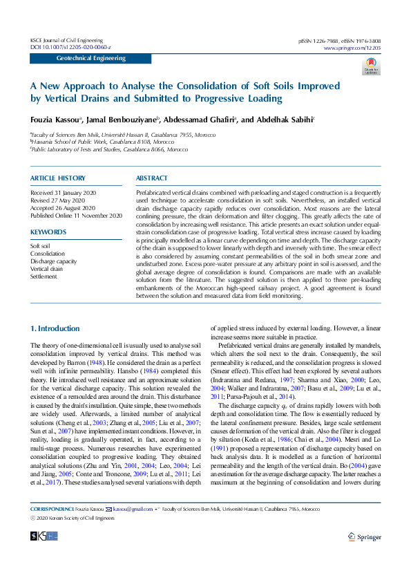 (PDF) A New Approach to Analyse the Consolidation of Soft Soils ...