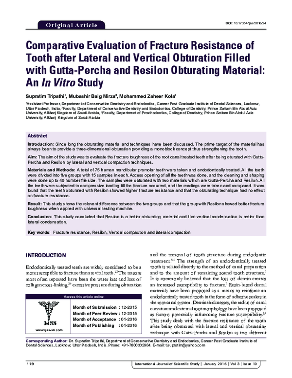(PDF) Comparative Evaluation of Fracture Resistance of Tooth after ...