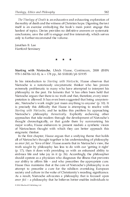 (PDF) Starting with Nietzsche - By Ulrich Haase