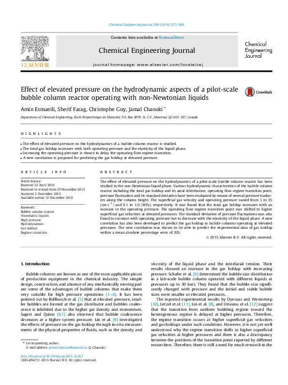 (PDF) Effect of elevated pressure on the hydrodynamic aspects of a pilot-scale bubble column ...