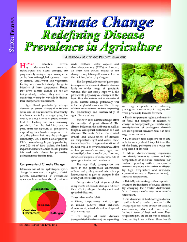 (PDF) Climate Change Redefining Disease Prevalence in Agriculture