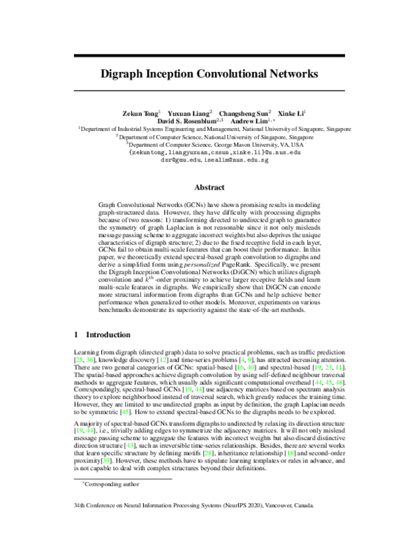 (PDF) Digraph Inception Convolutional Networks