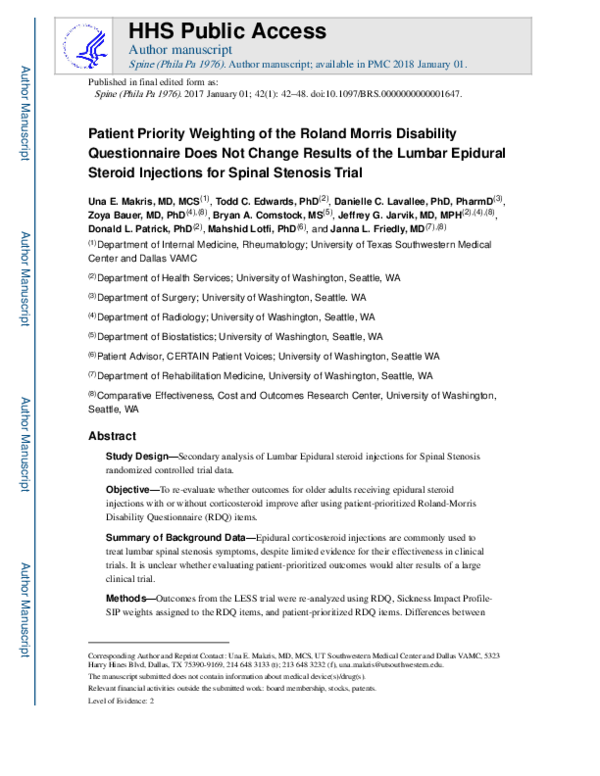 (PDF) Patient Priority Weighting of the Roland Morris Disability ...