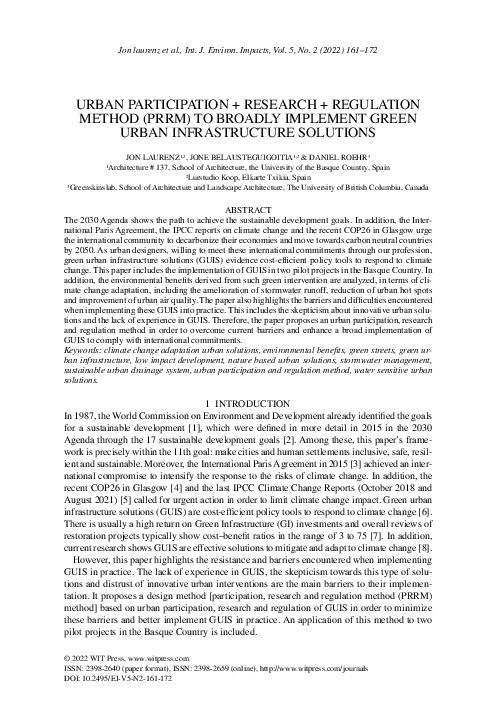 (PDF) Urban Participation + Research + Regulation Method (PRRM) to ...