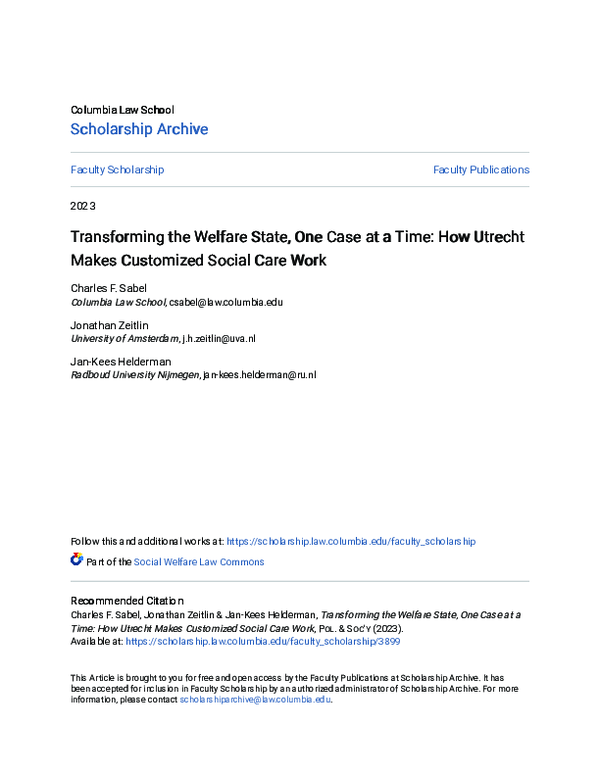 (PDF) Transforming the Welfare State, One Case at a Time: How Utrecht ...