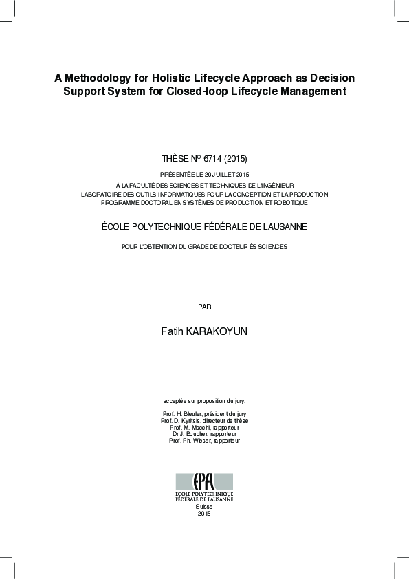(PDF) A Methodology for Holistic Lifecycle Approach as Decision Support ...