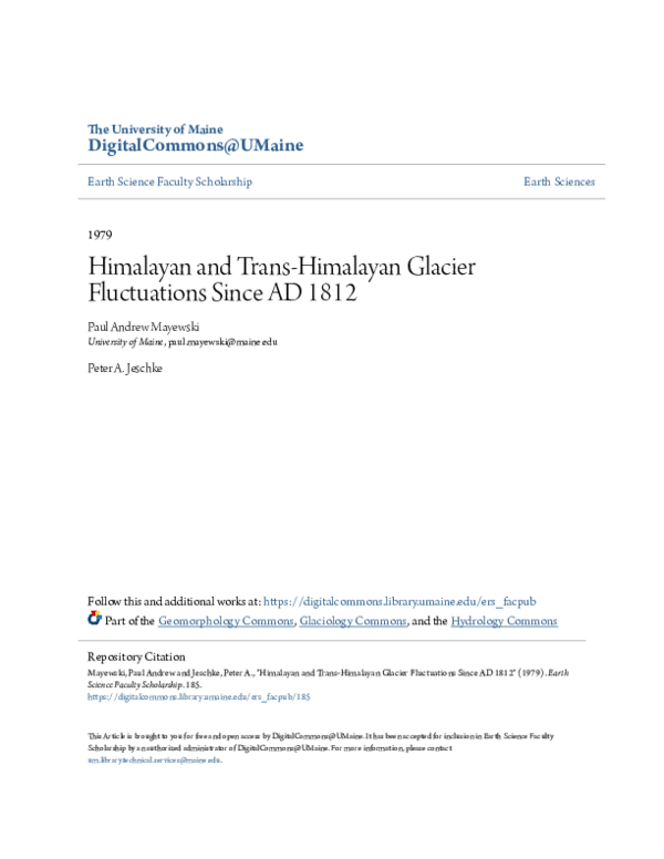 (PDF) Himalayan and Trans-Himalayan Glacier Fluctuations Since AD 1812