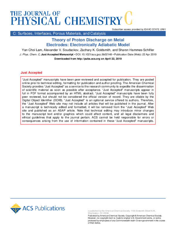 (PDF) Theory of Proton Discharge on Metal Electrodes: Electronically ...
