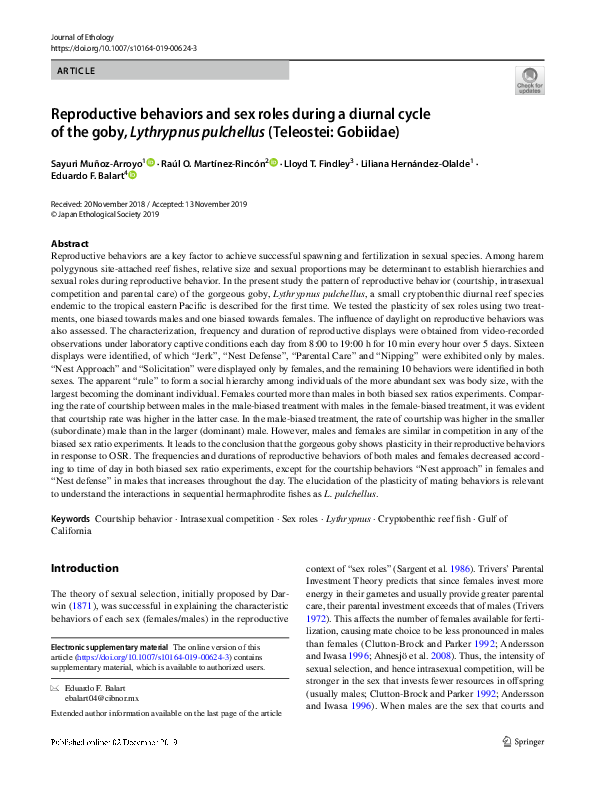 (PDF) Reproductive behaviors and sex roles during a diurnal cycle of ...