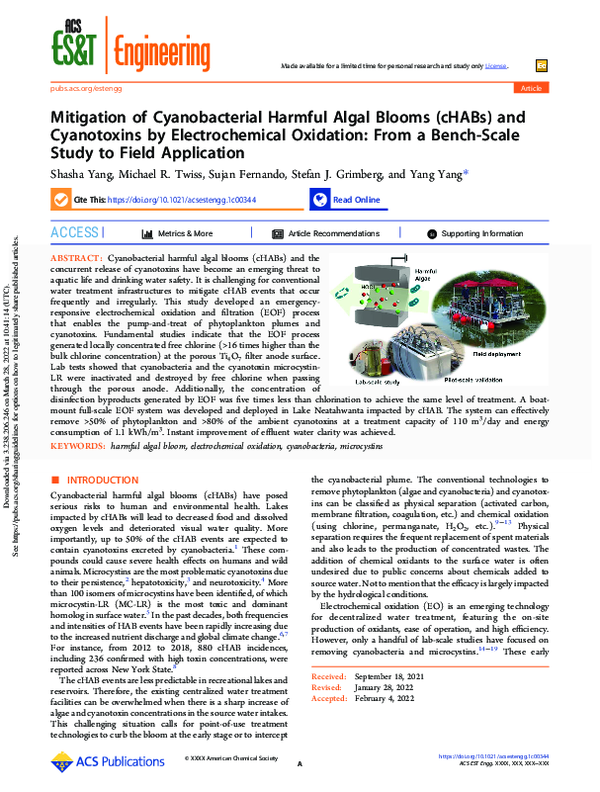 (PDF) Mitigation of Cyanobacterial Harmful Algal Blooms (cHABs) and Cyanotoxins by ...