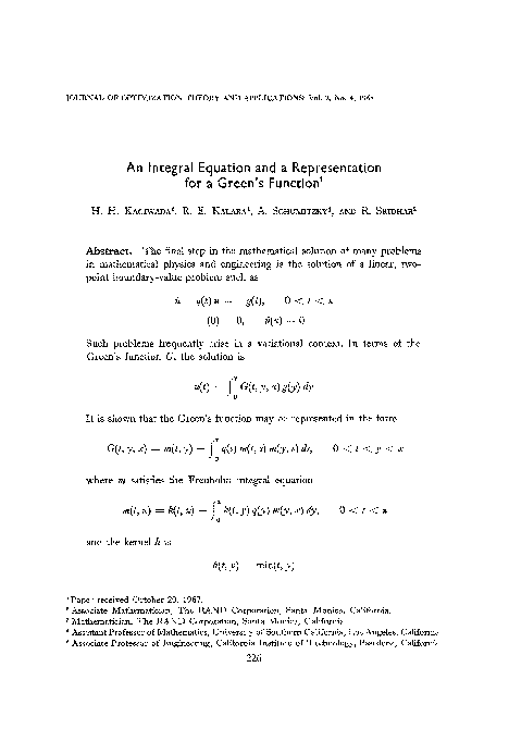 (PDF) An integral equation and a representation for a Green's function