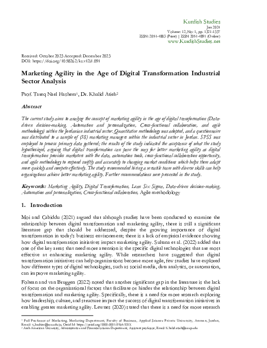 (PDF) Marketing Agility in the Age of Digital Transformation Industrial Sector Analysis
