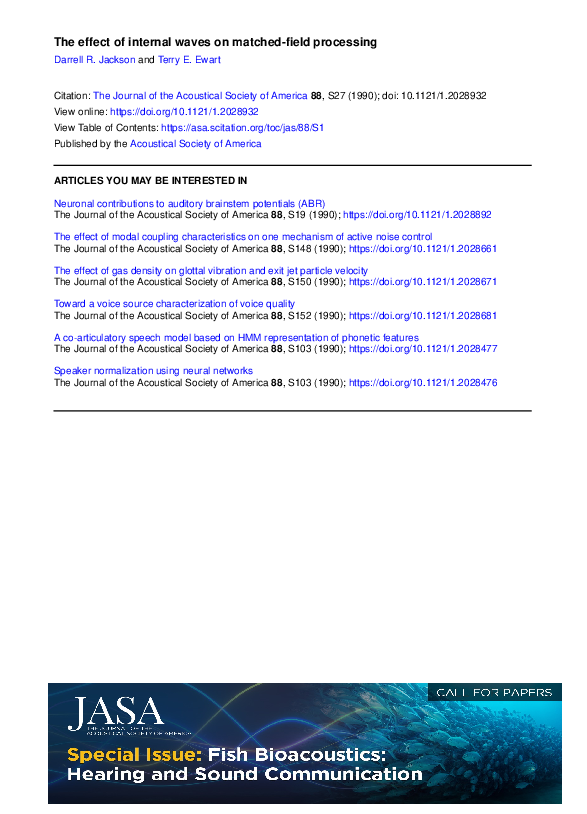 (PDF) The effect of internal waves on matched‐field processing