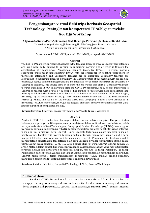 (PDF) Pengembangan virtual field trips berbasis Geospatial Technology ...