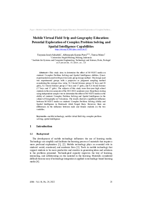 (PDF) Mobile Virtual Field Trip and Geography Education: Potential Exploration of Complex ...