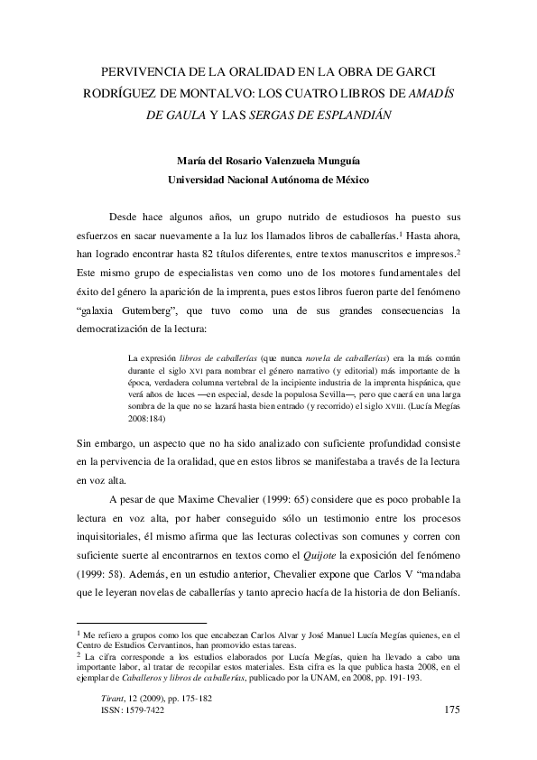(PDF) Pervivencia de la oralidad en la obra de Garci Rodríguez de ...
