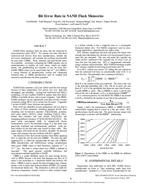 (PDF) Bit error rate in NAND Flash memories