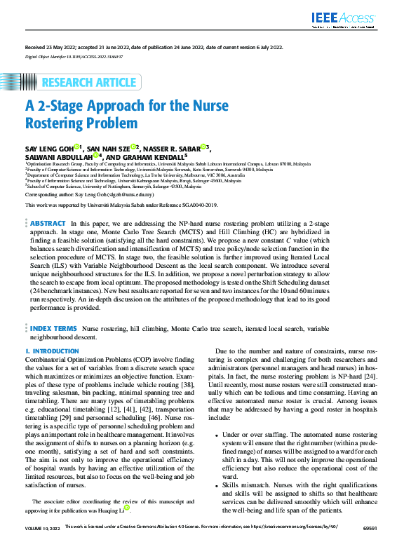 (PDF) A 2-Stage Approach for the Nurse Rostering Problem