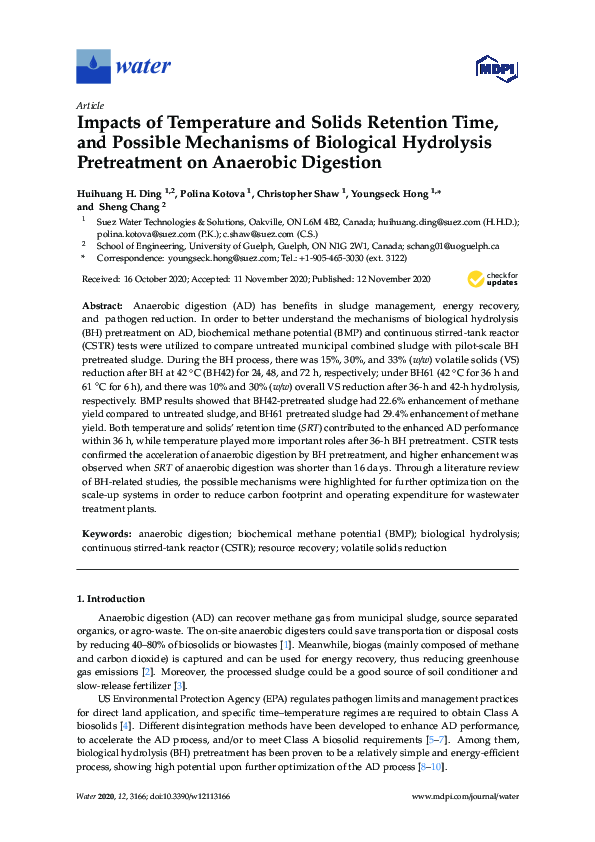 (PDF) Impacts of Temperature and Solids Retention Time, and Possible Mechanisms of Biological ...