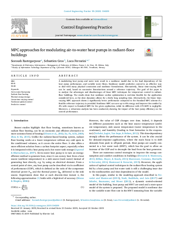 (PDF) MPC approaches for modulating air-to-water heat pumps in radiant ...