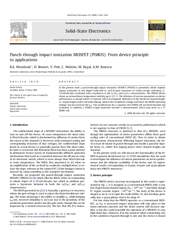 (PDF) Punch-through impact ionization MOSFET (PIMOS): From device ...