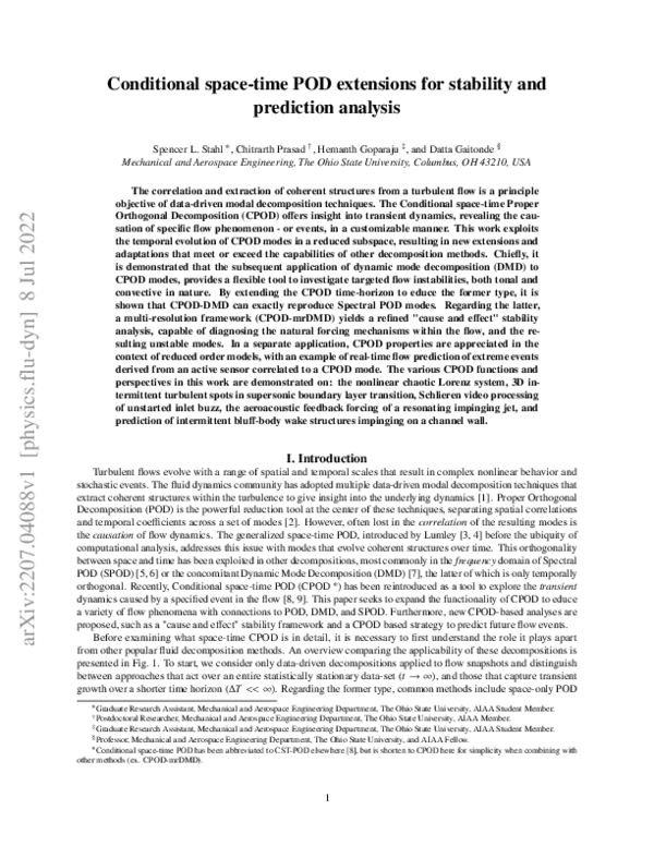 (PDF) Conditional Space-Time Pod Extensions for Stability and Prediction Analysis