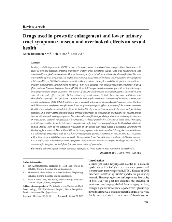 (PDF) Drugs used in prostatic enlargement and lower urinary tract ...