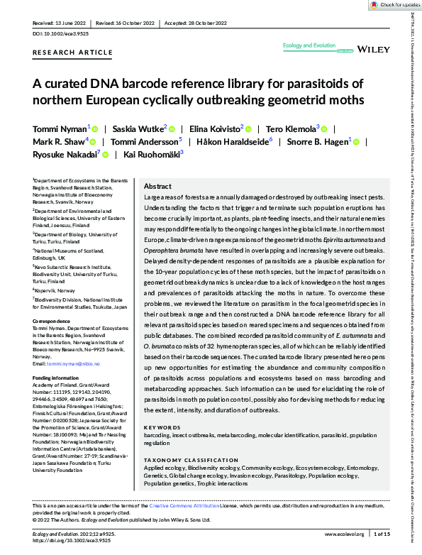 (PDF) A curated DNA barcode reference library for parasitoids of ...