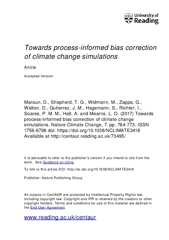 (PDF) Towards process-informed bias correction of climate change simulations