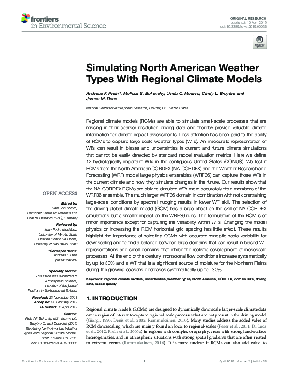 (PDF) Simulating North American Weather Types With Regional Climate Models