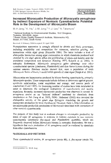 (PDF) Increased Microcystin Production of Microcystis aeruginosa by ...