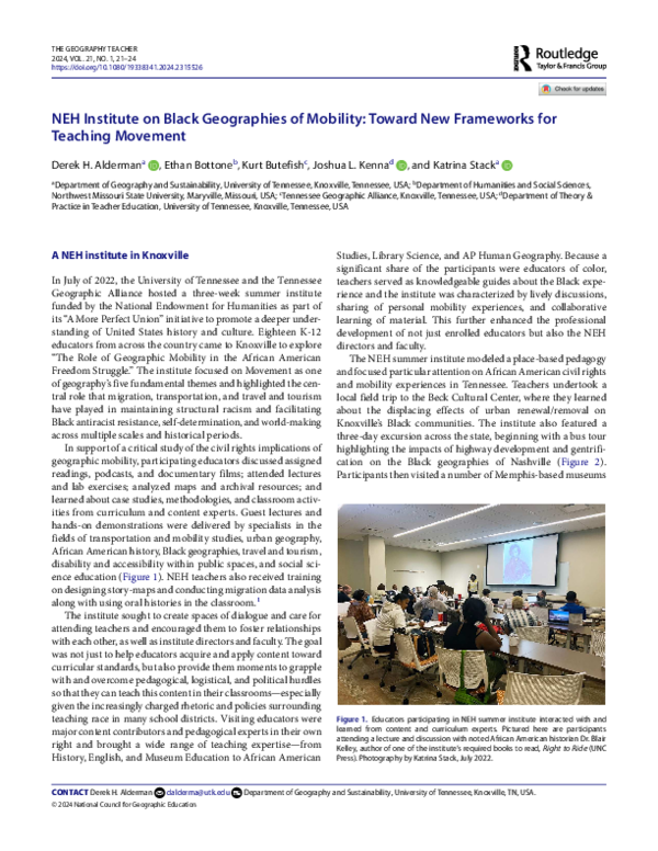 (PDF) The Geography Teacher Special Issue: NEH Institute on Black ...