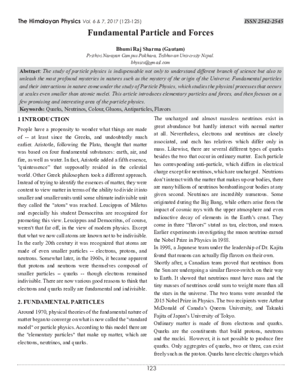 (PDF) Fundamental Particle and Forces