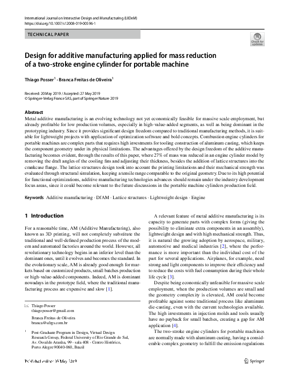 (PDF) Design for additive manufacturing applied for mass reduction of a two-stroke engine ...