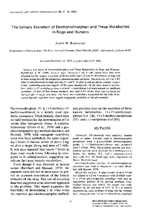 (PDF) The urinary excretion of dextromethorphan and three metabolites ...