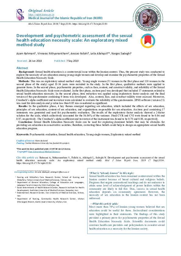(PDF) Development and psychometric assessment of the sexual health ...