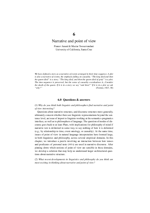 (PDF) Narrative and Point of View