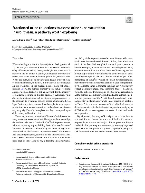 (PDF) Fractioned urine collections to assess urine supersaturation in ...