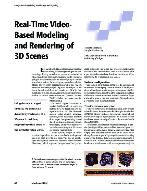 (PDF) Real-time video-based modeling and rendering of 3D scenes