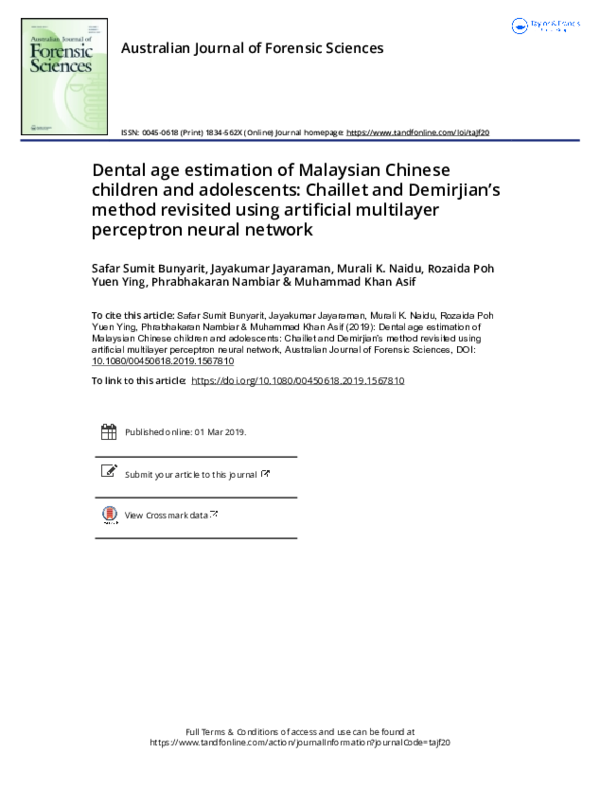 (PDF) Dental age estimation of Malaysian Chinese children and ...