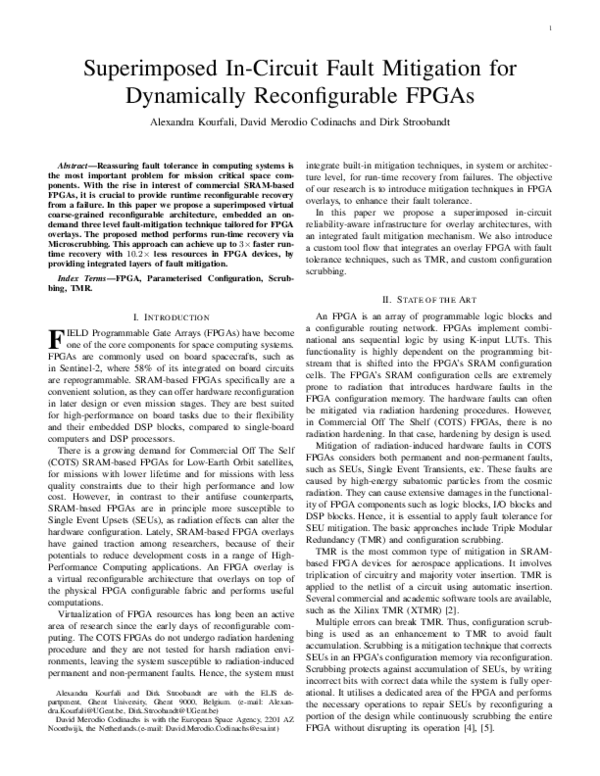 (PDF) Superimposed In-Circuit Fault Mitigation for Dynamically Reconfigurable FPGAs