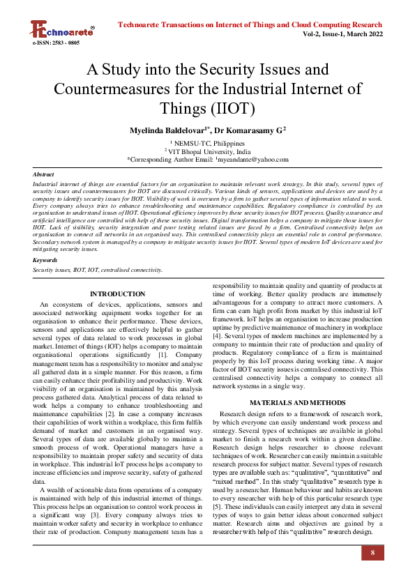A Study into the Security Issues and Countermeasures for the Industrial ...