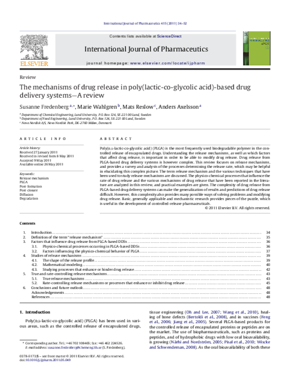 (PDF) The mechanisms of drug release in poly(lactic-co-glycolic acid ...