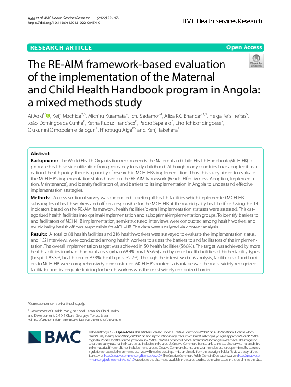 Pdf The Re Aim Framework Based Evaluation Of The Implementation Of