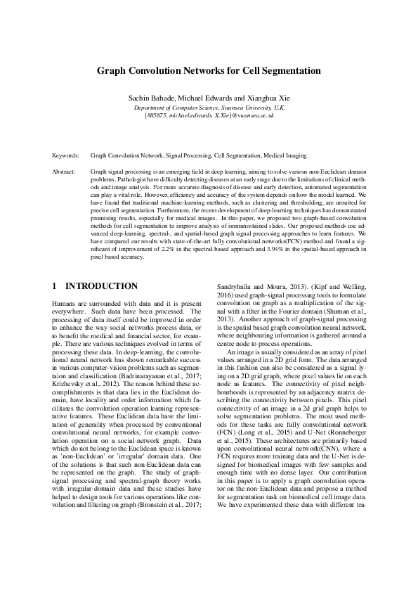 (PDF) Graph Convolution Networks for Cell Segmentation