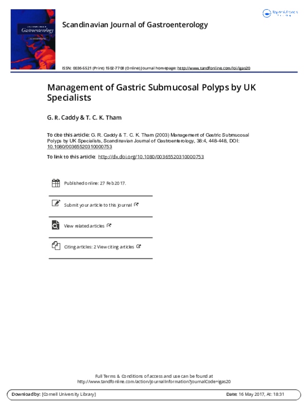 (PDF) Gastric Submucosal Polyps: UK Specialists’ Insights