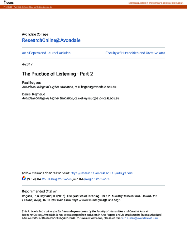 (PDF) The Practice of Listening - Part 2