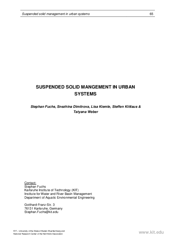 (PDF) Suspended Solid Management in Urban Systems