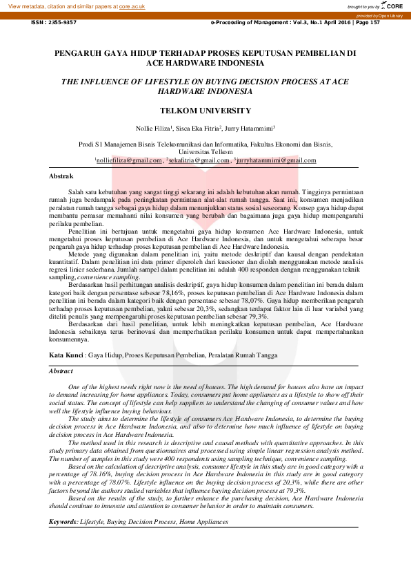 (PDF) Pengaruh Gaya Hidup Terhadap Proses Keputusan Pembelian di Ace Hardware Indonesia