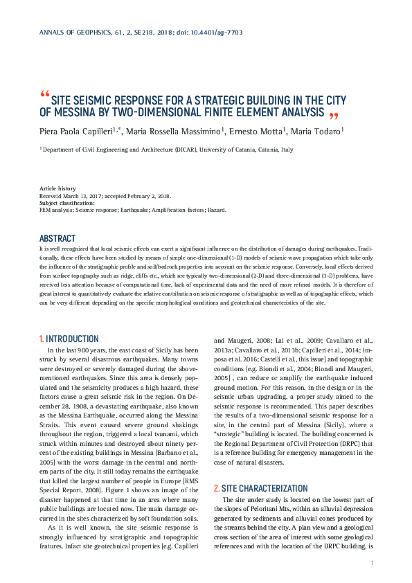 (PDF) Site seismic response for a strategic building in the city of ...